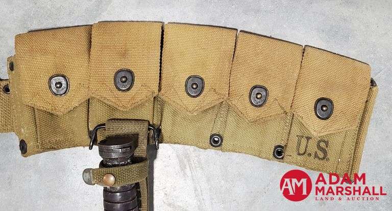 1942 US WWII Military Ammo Belt W/M8A1 Bayonet Knife & Bayonet W ...