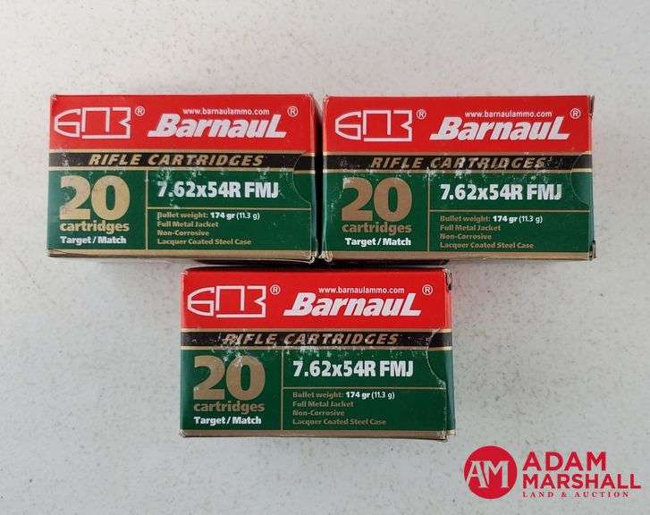Barnaul 7.62 X 54R - 174 Gr FMJ (3 X 20) - Adam Marshall Land & Auction, LLC