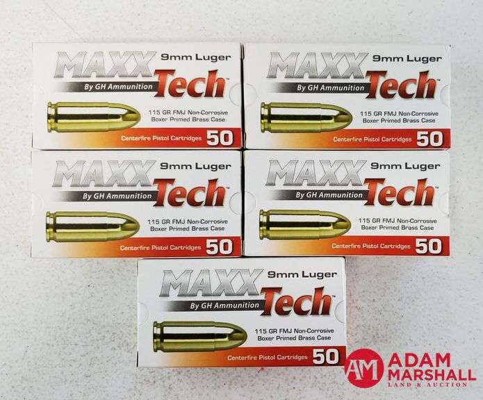 GH Ammunition Maxx Tech 9 MM Luger - 115 Gr FMJ (5 X 50) - Adam ...