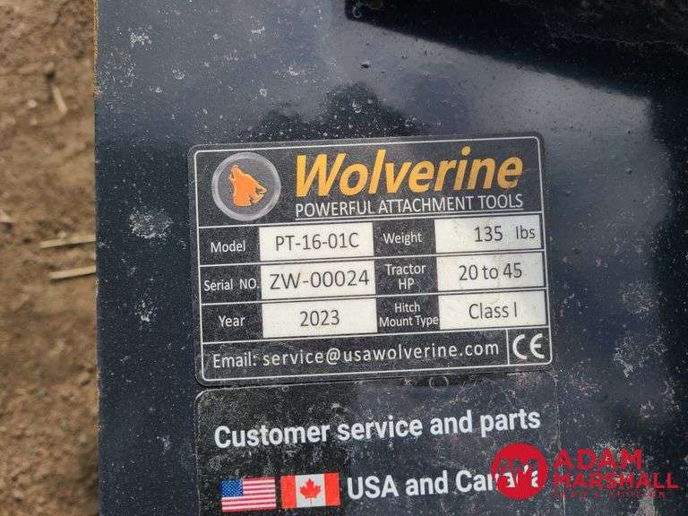 Unused Wolverine 3pt. Mount for Skid Steer - Adam Marshall Land ...