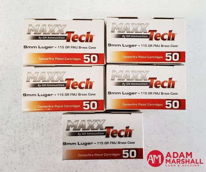 GH Ammunition Maxx Tech 9 MM Luger - 115 Gr FMJ (5 X 50) - Adam ...