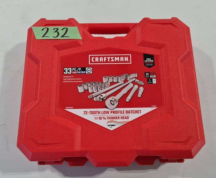 New Craftsman 33-Piece 1/2″ Drive SAE/Metric Socket Set with 72-Tooth ...