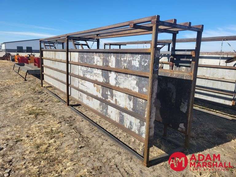 (1) Unused Adjustable Cattle Alley w/Backstops - 20FT - Adam Marshall ...
