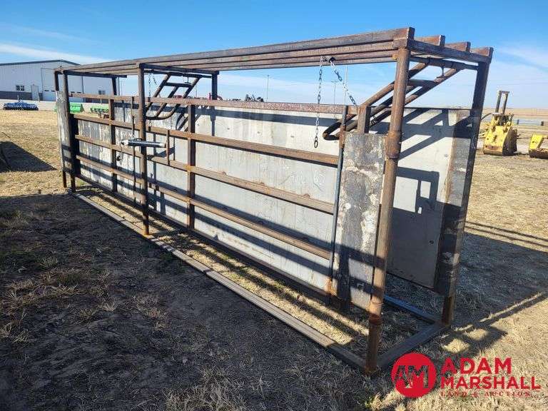 (1) Unused Adjustable Cattle Alley w/Backstops - 20FT - Adam Marshall ...