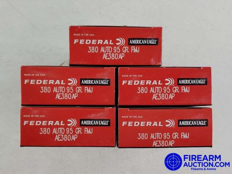 Federal American Eagle 380 Auto - 95 Gr FMJ (5 X 50) - FirearmAuction ...