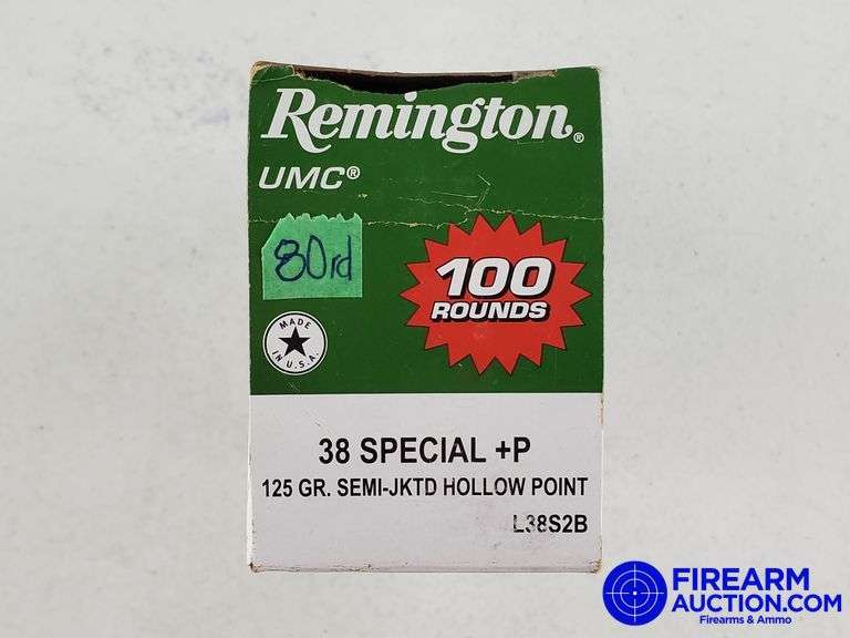 Remington UMC 38 SP+P - 125 Gr Semi JKTD Hollow Point (1 X 80 ...