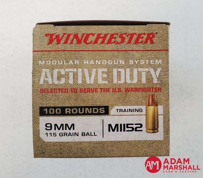 Winchester Active Duty M1152 Training 9 MM - 115 Gr Ball (1 X 100 ...