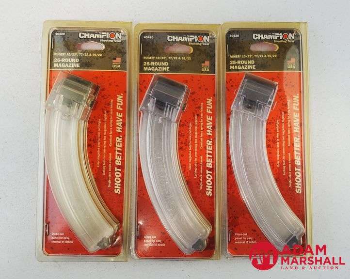 (3) Champion Ruger 22 LR Magazines - 25 Rd - Adam Marshall Land ...