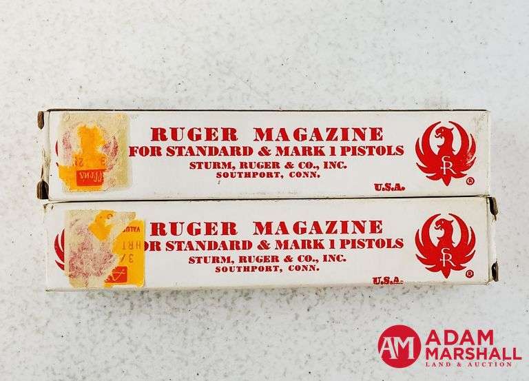 (2) Old Style Ruger Mark I 22 LR 9 Shot Magazines W/Boxes - Adam ...