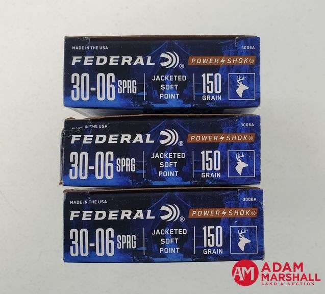 Federal Power-Shok 30-06 Sprg - 150 Gr JSP (3 X 20) - Adam Marshall Land & Auction, LLC