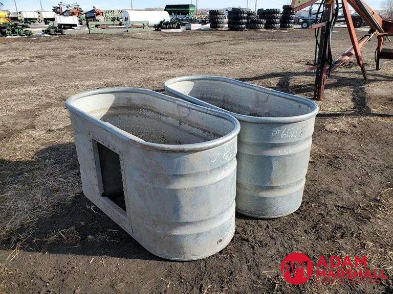 (2) Galvanized Round End Stock Tanks w/ Drinker - Adam Marshall Land ...