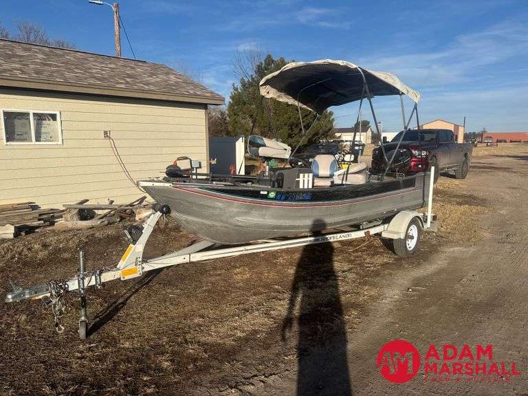 V Hull Boat w/ Shorelander Trailer - Adam Marshall Land & Auction, LLC