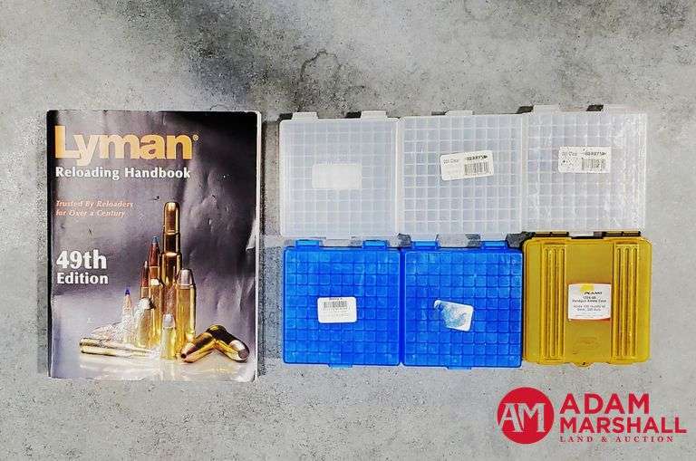(6) Assorted 9 MM/380 Auto -100 Round Ammo Cases & Lyman Reloading ...