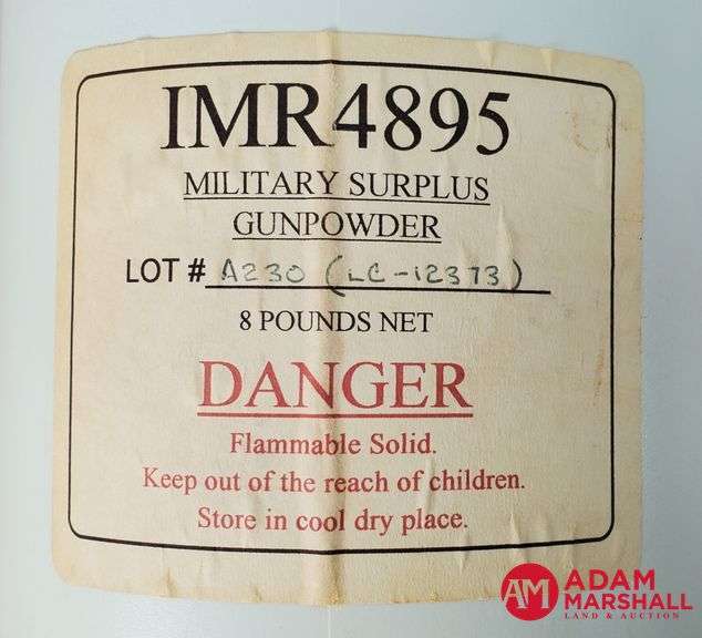 Military Surplus Gunpower IMR4895 (1 X 8 LB) - FirearmAuction.com LLC
