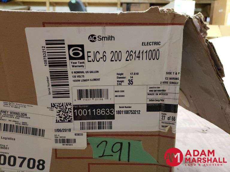 Smith Proline EJC-6 200 6 Gallon Water Heater and Pan - Adam Marshall ...