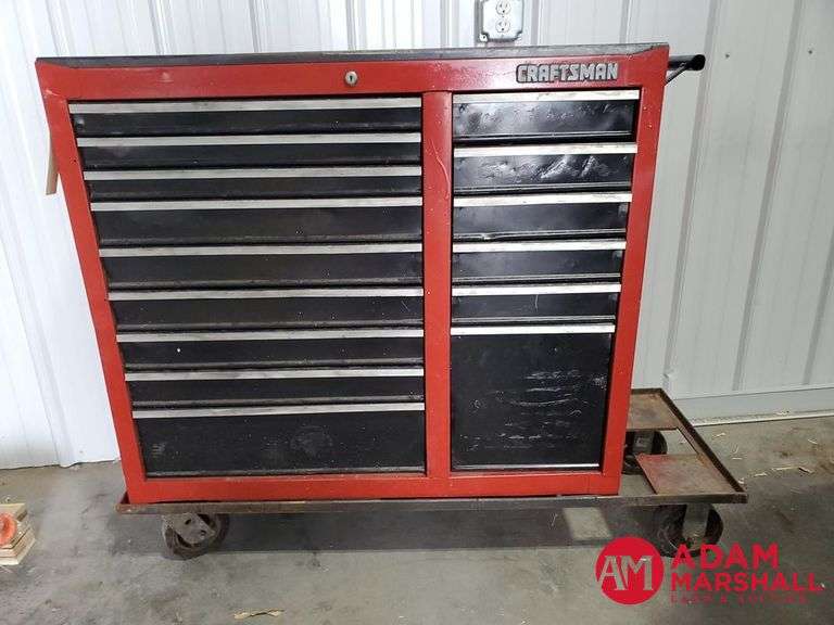 Craftsman 14 Drawer Tool Box On Cart - Adam Marshall Land & Auction, LLC