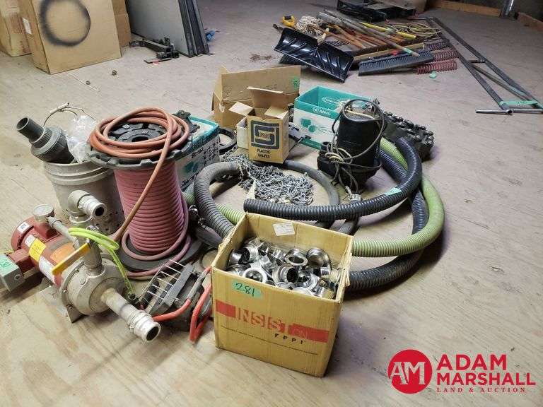 Assorted Pumps, Hoses, Chain, Fittings - Adam Marshall Land & Auction, LLC