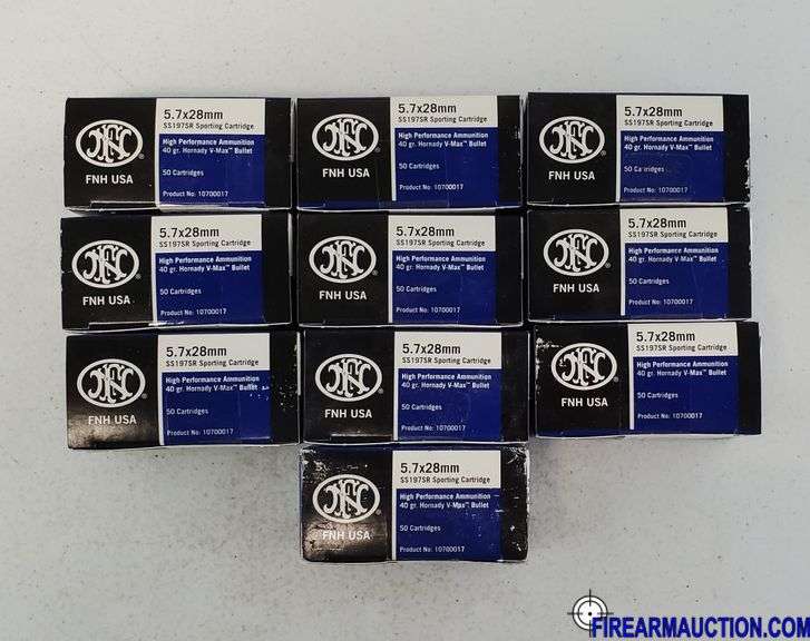 FNH USA 5.7 X 28 MM - Sporting Cartridge - 40 Gr Hornady V-Max Bullet ...