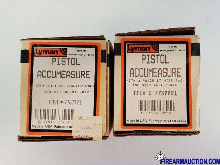 (2) Lyman Pistol Accumeasure W/3 Rotor Starter Packs - FirearmAuction ...