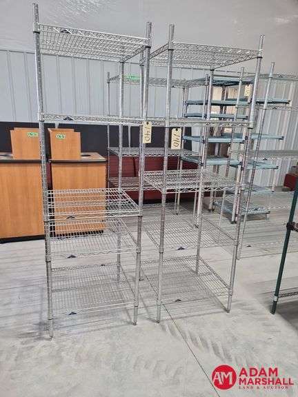 (2) Metro 2' Square Chrome Wire Shelving Units with (5) Shelves - Adam ...