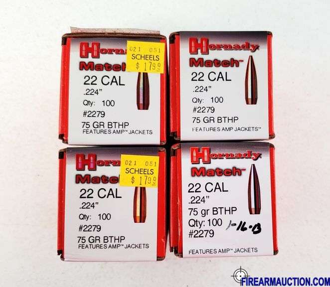 Bullets - Hornady Match 22 Cal .224 Dia 75 Gr BTHP W/ Amp Jackets (400 ...