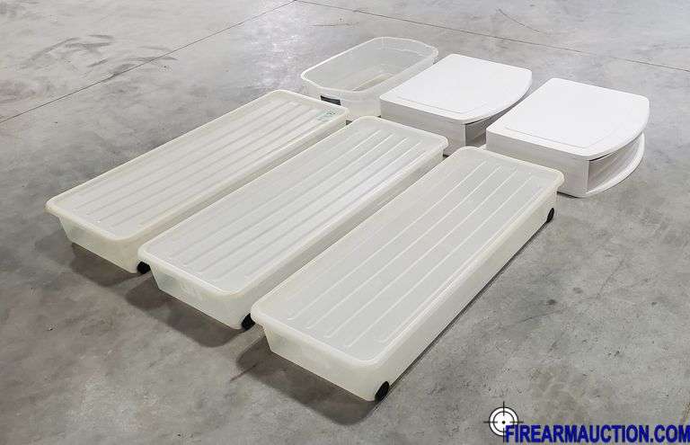 (6) Storage Totes - (3) Rolling Under Bed - 66 QT, 40"L X 15"W X 6"H ...