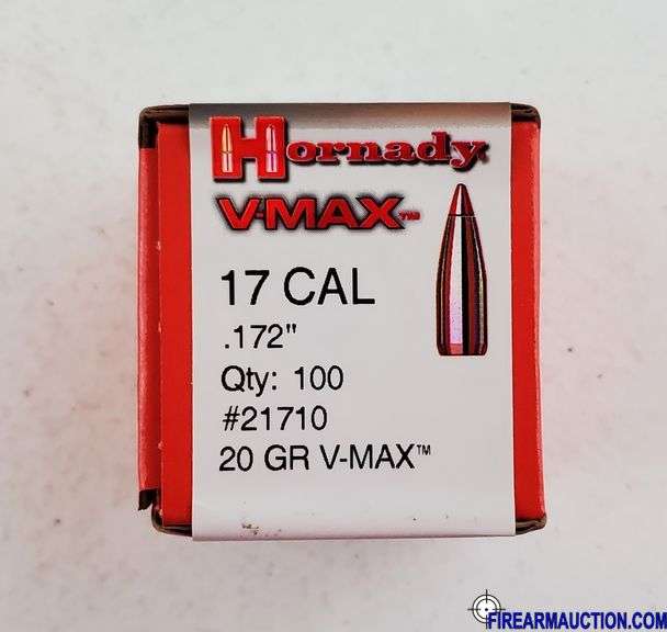 Bullets - Hornady 17 Cal .172 Dia 20 Gr V-Max (408) - FirearmAuction ...