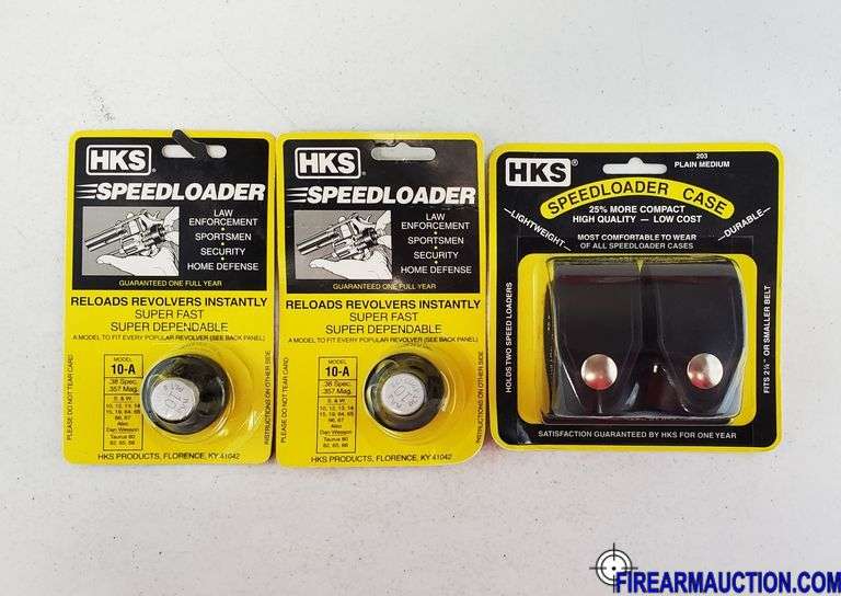 (2) HKS Speedloaders - 203 Plain Medium Case & (2) 10-A Speedloaders ...