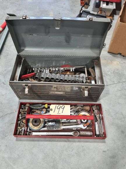 Metal Toolbox With Assorted Hand Tools and Sockets - Adam Marshall Land ...
