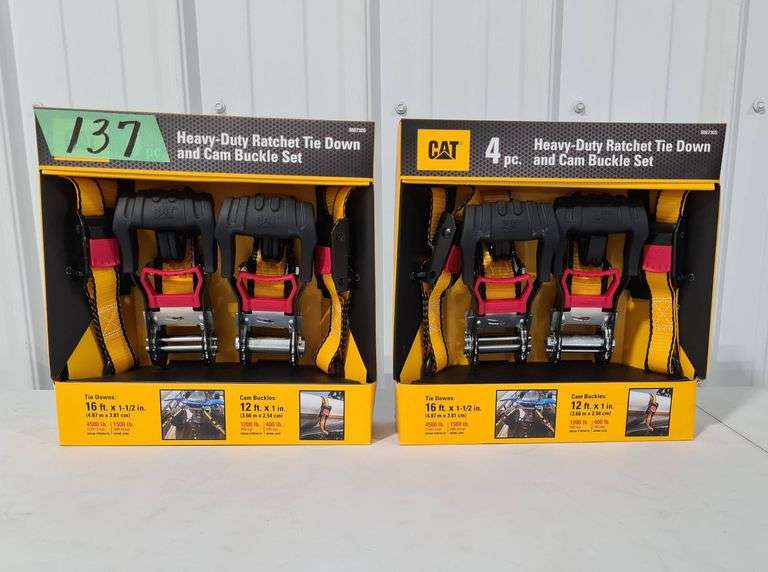 NEW CAT 4-Piece Heavy-Duty Ratchet Tie Down and Cam Buckle Set - Adam ...
