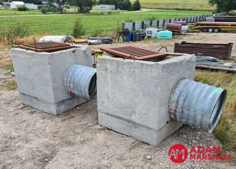(2) Drop Inlets with 15" Pipe with Cast Iron Grate and Frame - Adam ...