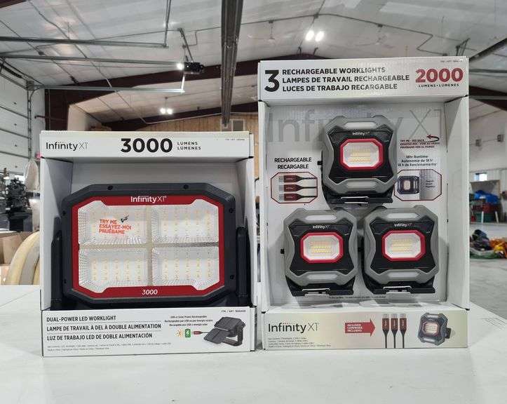 New Infinity X1 Rechargeable Work Lights with Solar Panels, 3000 & 2000 ...