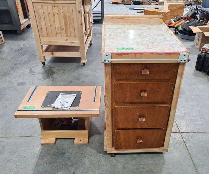 Wood Router Table with SKIL Fixed Base Router and Storage Cabinet ...