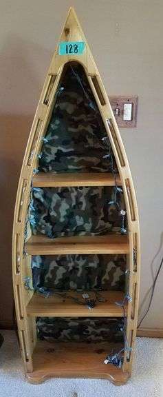 Wood Boat-Shaped Shelf Unit with Camo Interior - Adam Marshall Land ...