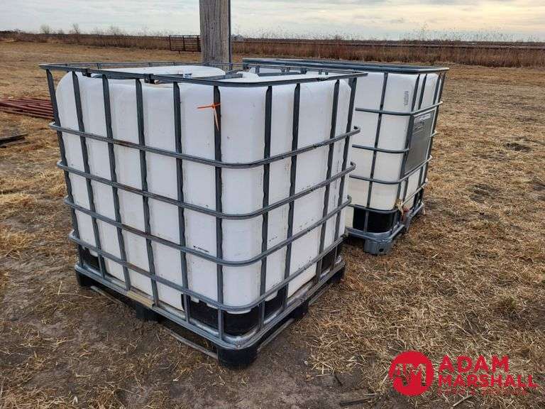 (2) Bulk Poly Chemical Tote - 275 Gallon - Adam Marshall Land & Auction ...