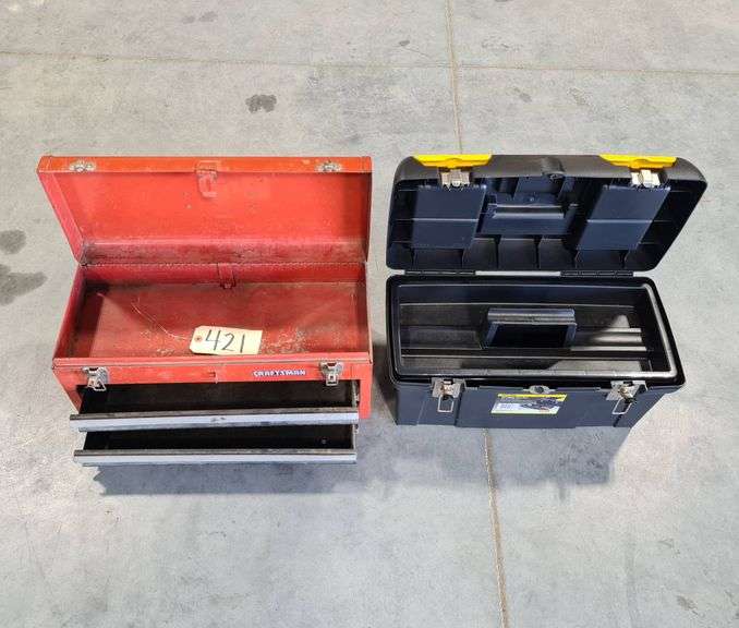 Two Toolboxes: Stanley 19-Inch Plastic Toolbox and Craftsman Metal ...
