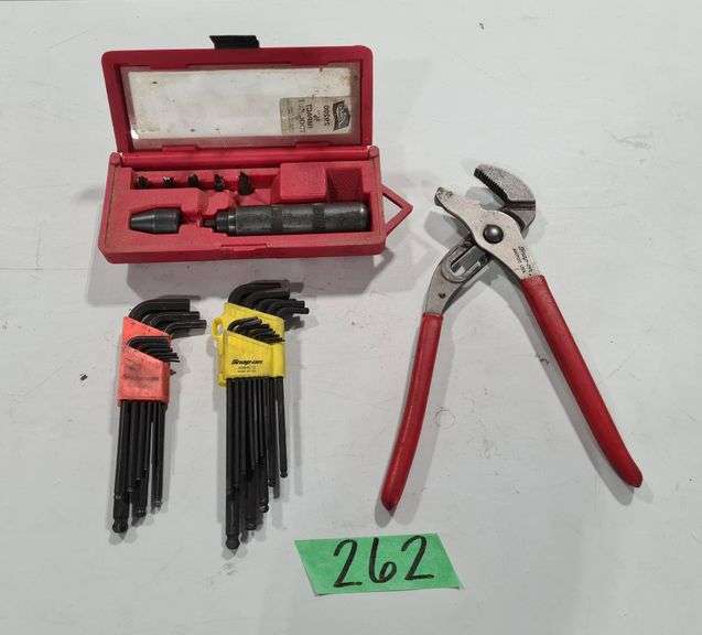 Snap-on 12″ Adjustable Pliers, Allen Wrench Sets, and Lisle Impact Tool ...