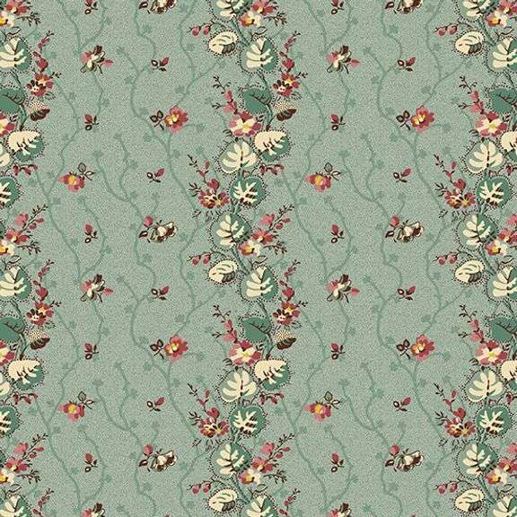 Blue Floral Stripe Di Ford Andover 10 yds - Marquette Auction Services