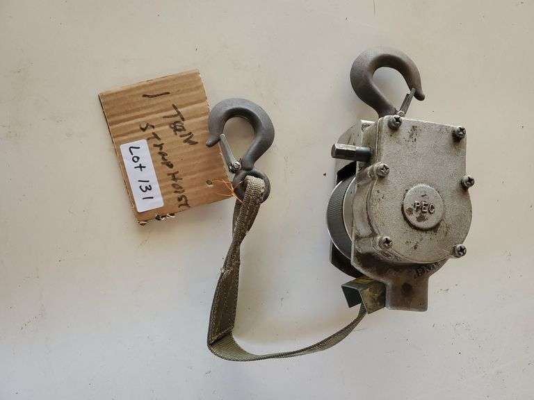 PEC 1 ton ratcheting strap hoist - Marquette Auction Services