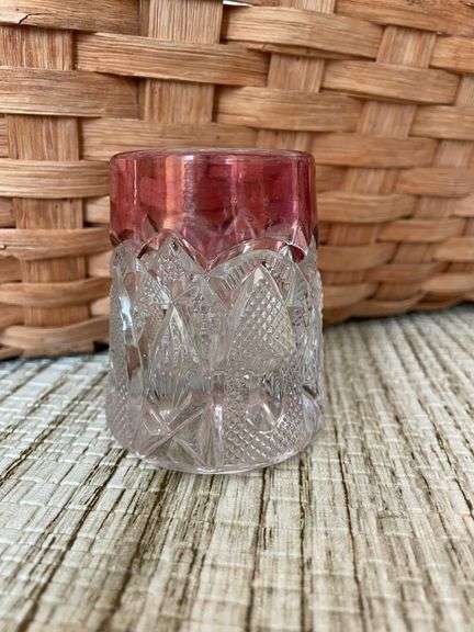 Red Stained Toothpick Holder - Marquette Auction Services