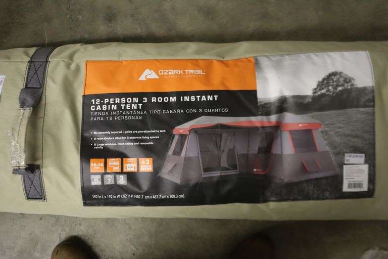 Ozark Trial 12 person 3 Room Instant Cabin Tent - Matthews Auctioneers