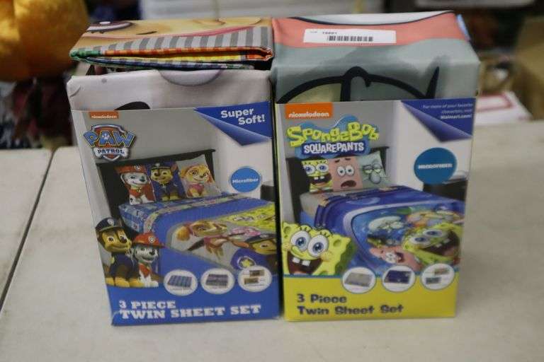 Spongebob and Paw Patrol 3pc Twin Sheet Set - Matthews Auctioneers