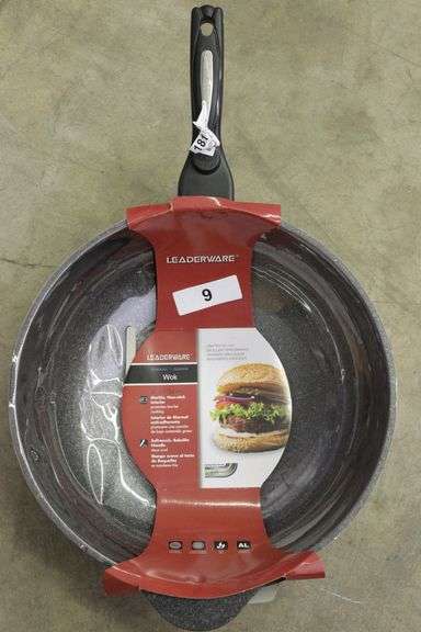 New - Leaderware 13-1/4" Aluminum/Marble Wok - Matthews Auctioneers
