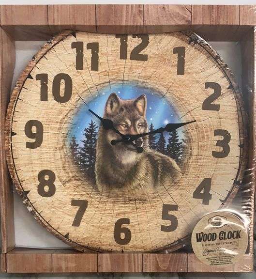 12" Wolf Wood Clock - Matthews Auctioneers