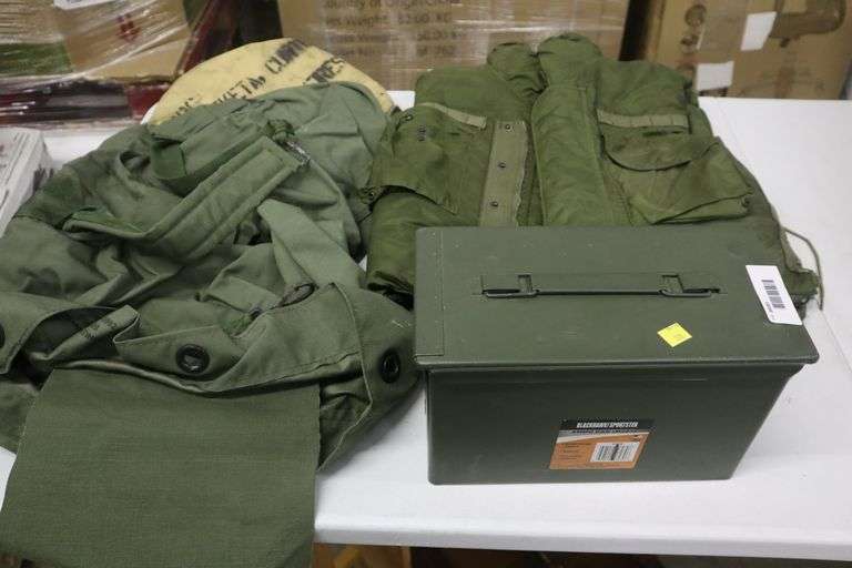 Army Backpack, Bullet proof vest and ammo box - Has been used ...