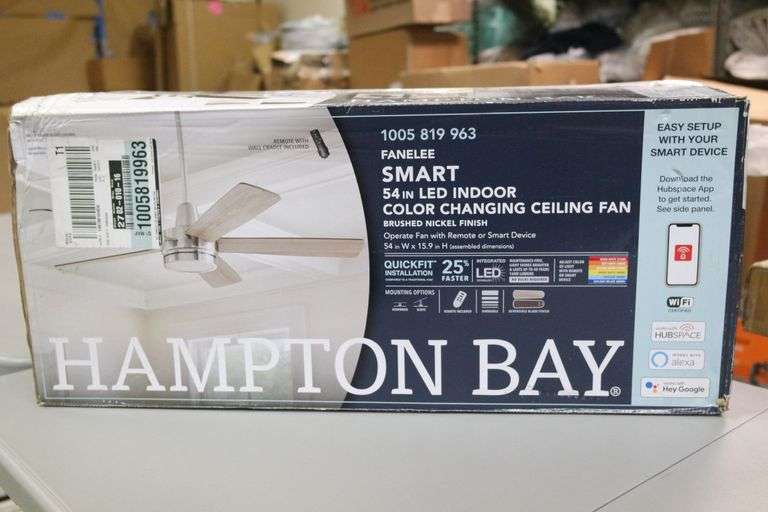 Fanelee 54 in. White Color Changing Integrated LED Brushed Nickel Smart ...