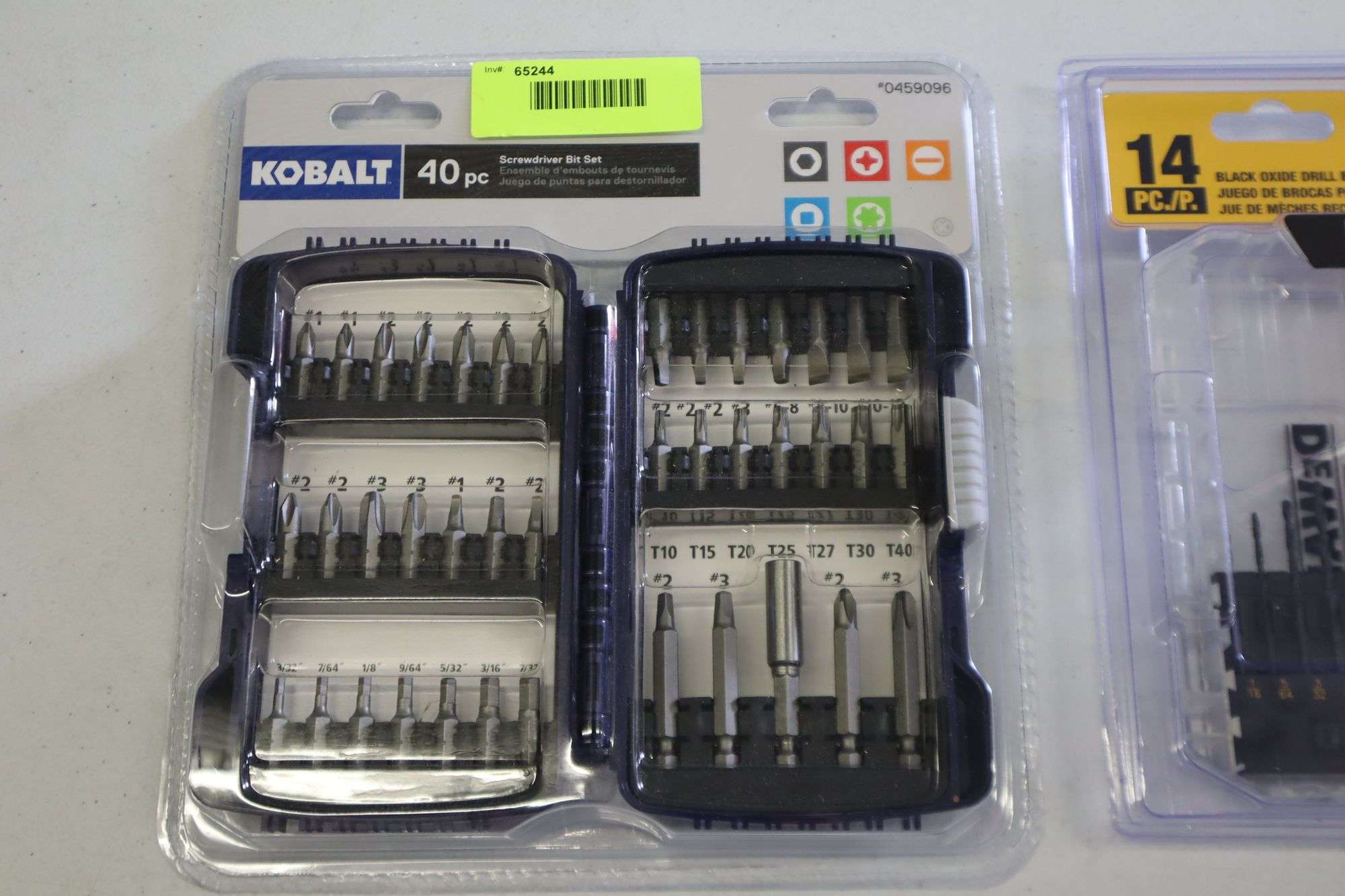 Kobalt 40 pc screwdriver bit set and Dewalt 14 pc black oxide drill bit set Matthews Auctioneers