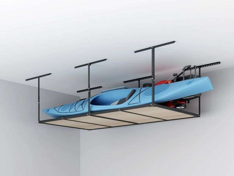 Flexmounts 4'x8' Height Adjustable Ceiling Storage Rack without decks ...