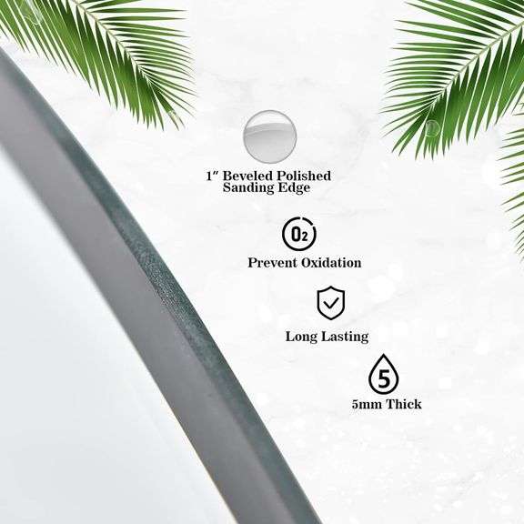 PANDEELS Frameless Oval Mirror 17 x 30 Inch - Beveled Polished Edge ...