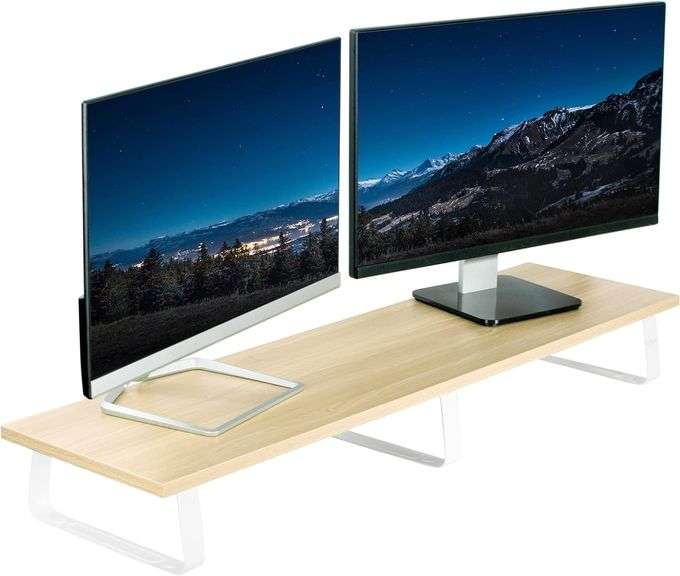 VIVO 39 inch Extra Long Monitor Stand, Wood and Steel Desktop Riser ...